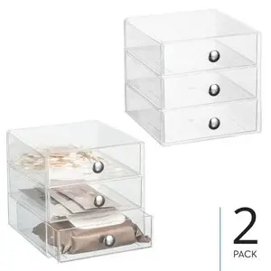 IDESIGN Stackable 3-drawer Vanity Makeup Organizerset Of 2