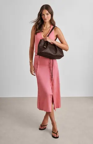 KATIE LOXTON Nova Hand Woven Small Shoulder Tote - Chocolate