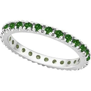 ALLUREZ 14K Natural Diamond Eternity Ring Leaf Green