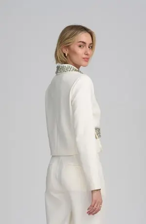 ELLE COLLECTION Embellished Boxy Jacket - Ivory