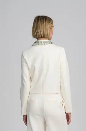 ELLE COLLECTION Embellished Boxy Jacket - Ivory
