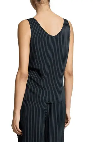 Theory Drawstring Waist Tank - Black Multi