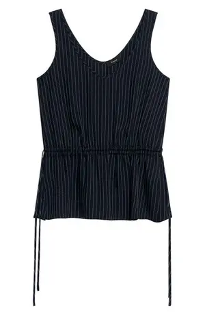 Theory Drawstring Waist Tank - Black Multi