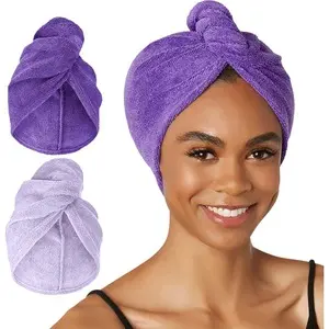TURBIE TWIST 2-pack Microfiber Hair Towel Wraps - Dark Purple & Light Purple