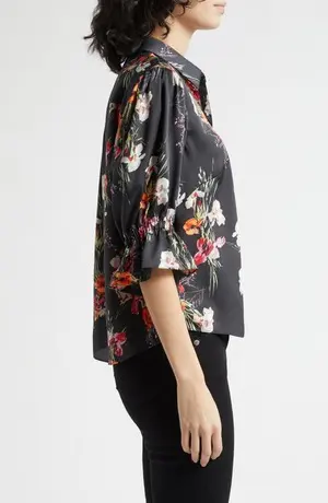 Cinq À Sept Fiona Iris Bouquet Button-up Top