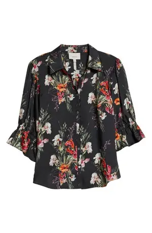 Cinq À Sept Fiona Iris Bouquet Button-up Top
