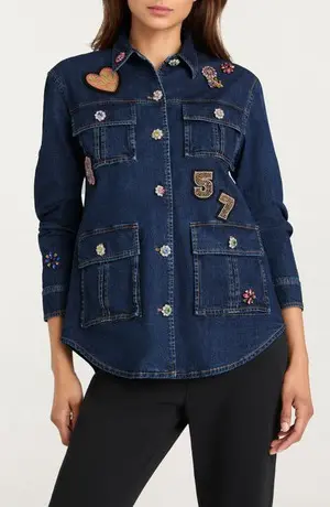 Cinq À Sept Retro Love Vera Denim Jacket - Abyss/multi