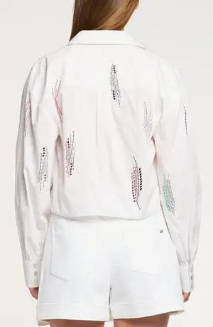 Cinq À Sept Marianna Paillette Whirl Stretch Poplin Button-up Shirt - White
