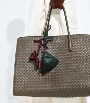 Bottega Veneta Leather Intrecciato Cat Charm - Red