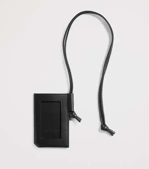 Bottega Veneta Leather Intrecciato Piccolo Badge Holder - Grey