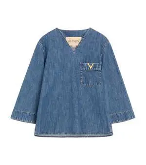 Valentino Garavani Denim V-neck Shirt - Blue