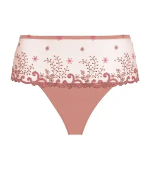 Simone Perele Embroidered Délice Brazilian Briefs - Pink