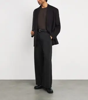 LEMAIRE Silk-blend Wide-leg Trousers - Black