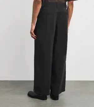 LEMAIRE Silk-blend Wide-leg Trousers - Black