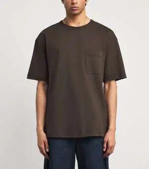 LEMAIRE Cotton-linen Boxy T-shirt - Brown