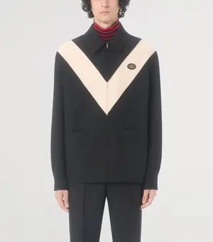 Valentino Garavani Wool-blend Vlogo Jacket - Black