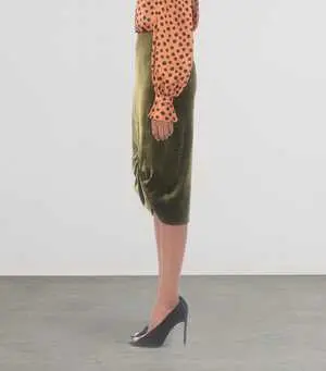 Valentino Garavani Velvet Gathered Midi Skirt - Green