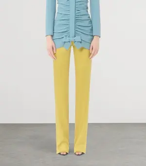 Valentino Garavani Silk-blend Straight Trousers - Yellow