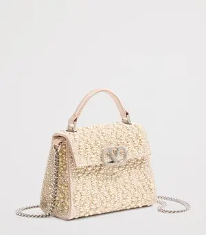 Valentino Garavani Mini Pearl-embellished Vsling Top-handle Bag - Ivory