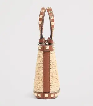 Valentino Garavani Straw Rockstud Top-handle Bag