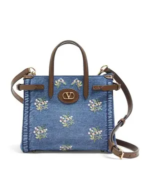 Valentino Garavani Small Embroidered Antibes Top-handle Bag - Blue