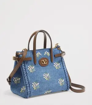 Valentino Garavani Small Embroidered Antibes Top-handle Bag - Blue