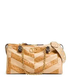 Valentino Garavani Medium Ostrich Leather Panthea Tote
