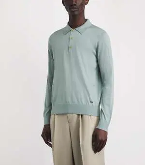 Brioni Cashmere-silk Long-sleeve Polo Shirt - Grey