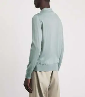 Brioni Cashmere-silk Long-sleeve Polo Shirt - Grey