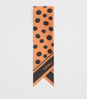 Valentino Garavani Silk Spotted Print Scarf - Brown