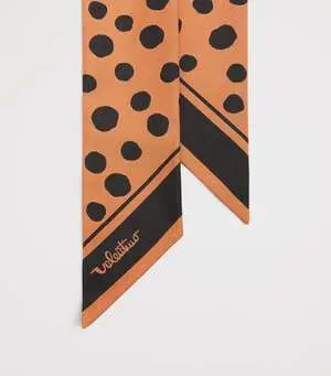 Valentino Garavani Silk Spotted Print Scarf - Brown