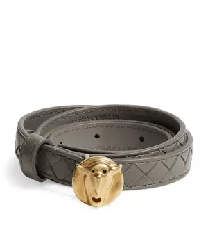 Bottega Veneta Leather Faces Belt Grey