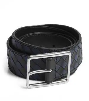 Bottega Veneta Leather Intrecciato Piccolo Belt Grey