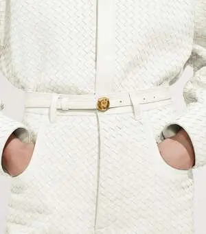 Bottega Veneta Nappa Leather Faces Belt - White