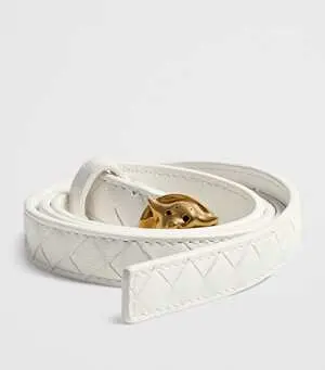 Bottega Veneta Nappa Leather Faces Belt - White