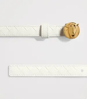 Bottega Veneta Nappa Leather Faces Belt - White