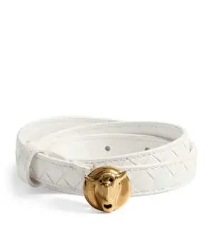 Bottega Veneta Nappa Leather Faces Belt - White