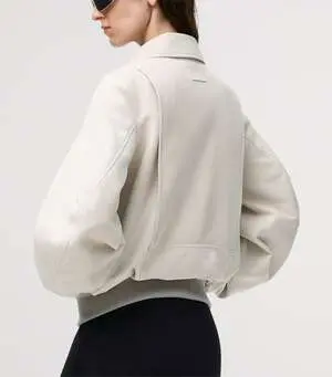 Loewe Leather-blend Bomber Jacket - Grey