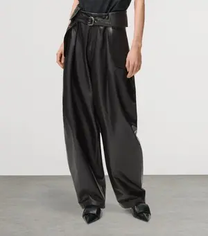 Loewe Leather Cargo Trousers - Black