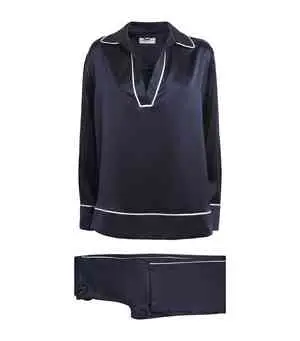 Olivia Von Halle Silk Anita Pyjama Set - Navy