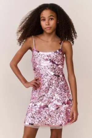 LoveShackFancy Liria Sequin Mini Dress - Light Pink