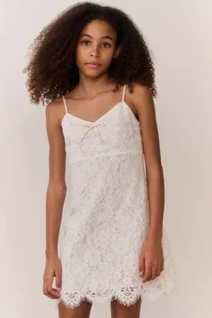 LoveShackFancy Tween Petaline Lace Mini Dress - Ivory