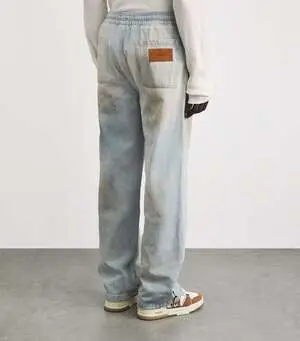 Amiri Denim Drawstring Wide-leg Trousers - Blue