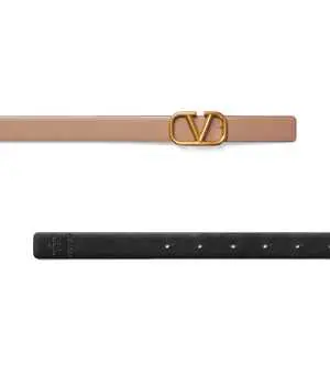 Valentino Garavani Reversible Slim Vlogo Signature Belt - Nude