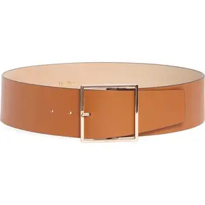 Max Mara Square Buckle Leather Belt - Tobacco