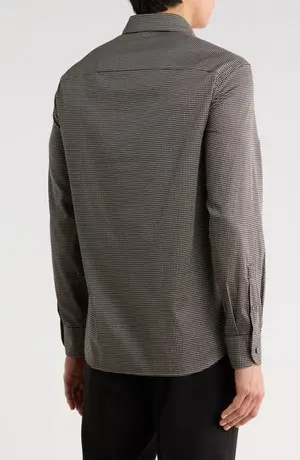 Emporio Armani Bird's Eye Stretch Button-up Shirt - Solid Black