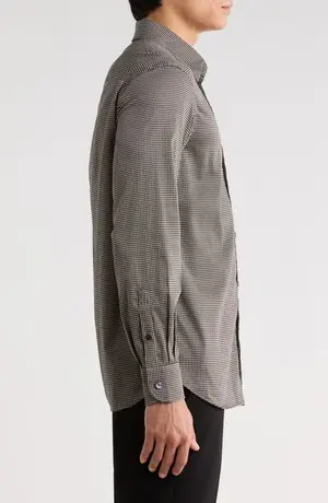 Emporio Armani Bird's Eye Stretch Button-up Shirt - Solid Black