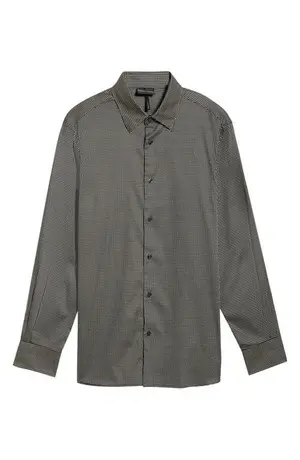 Emporio Armani Bird's Eye Stretch Button-up Shirt - Solid Black