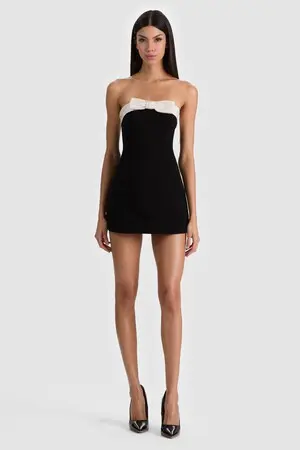 Alice + Olivia Katya Sculpted Bow Romper - Black