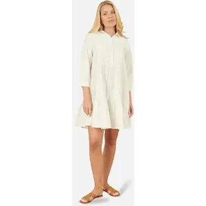 YUMI Cotton Flower Tunic Dress - White